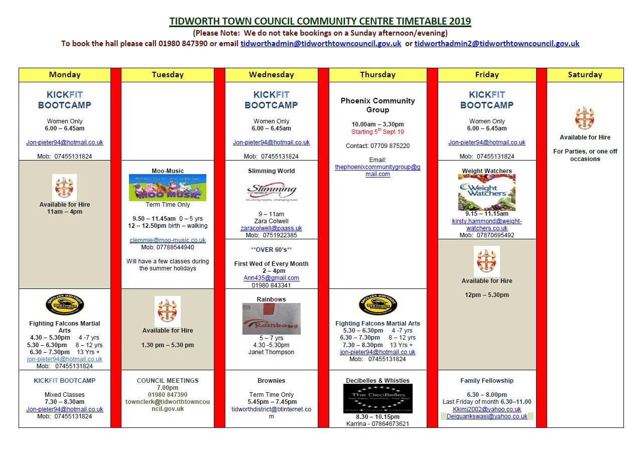 Tidworth Community Centre Groups & Activities - Tidworth Town Council